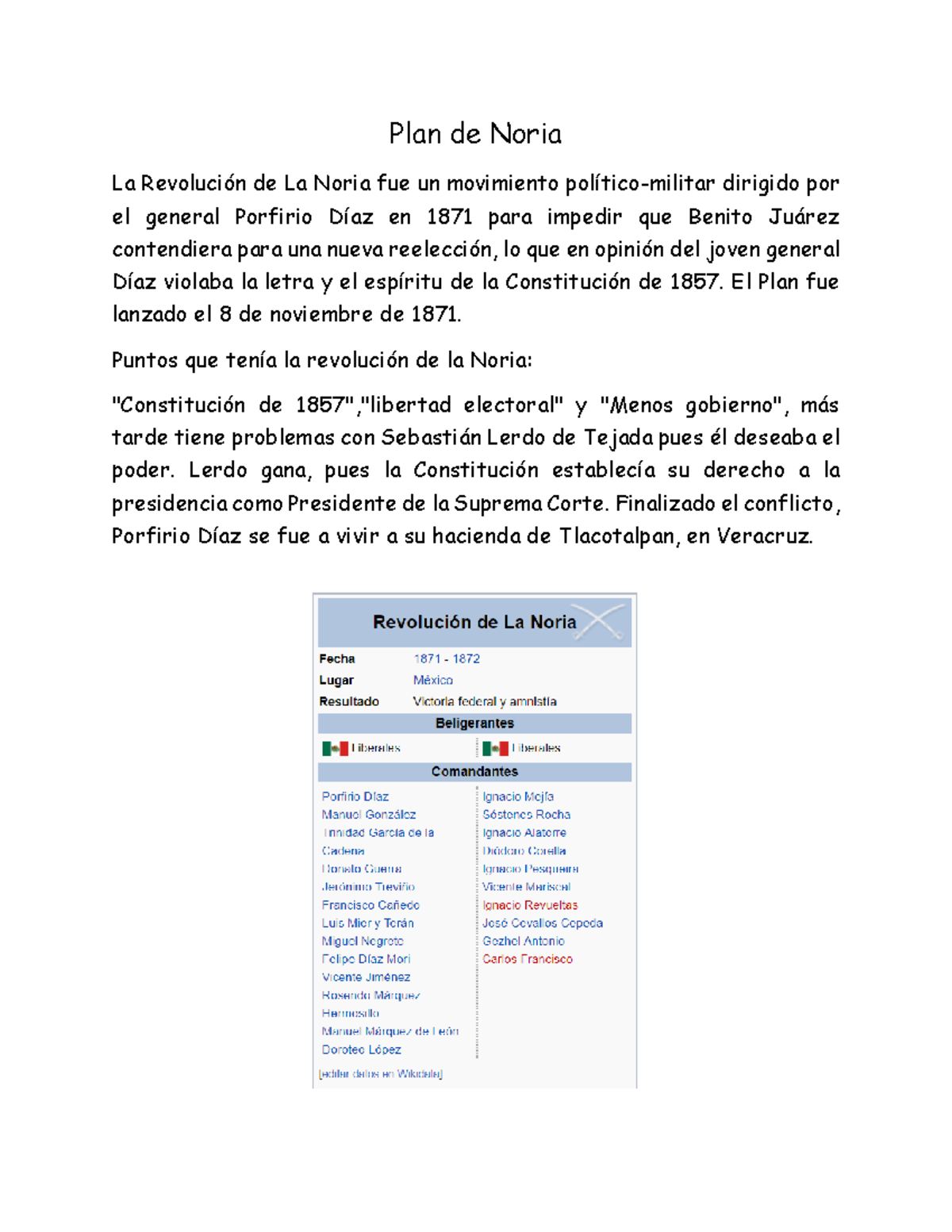 Plan de Noria - Investigación basada en una tarea dada hace años ...