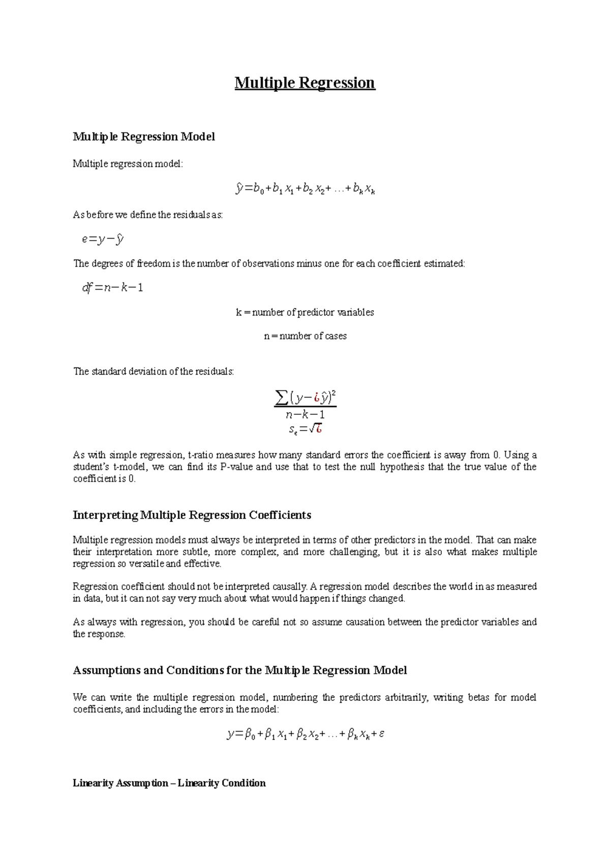 Multiple Regression - Multiple Regression Multiple Regression Model Multiple regression model ...