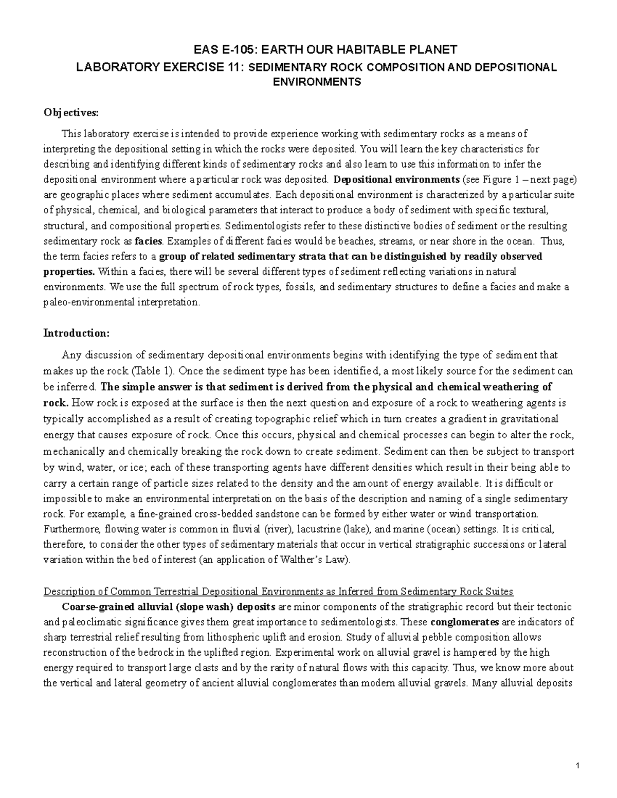 Lab 11 - Lab 11 - EAS E-105: EARTH OUR HABITABLE PLANET LABORATORY ...