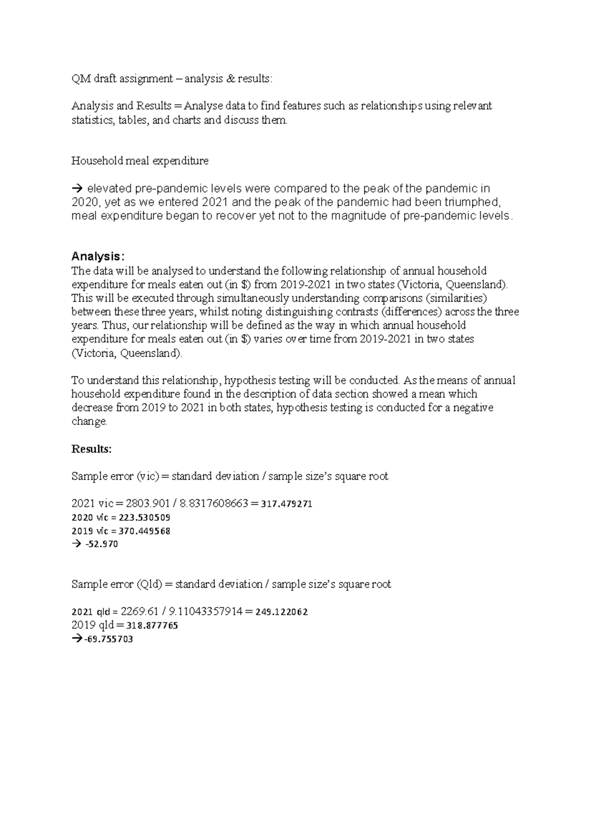 QM draft assignment - analysis and results - QM draft assignment – analysis & results: Analysis ...