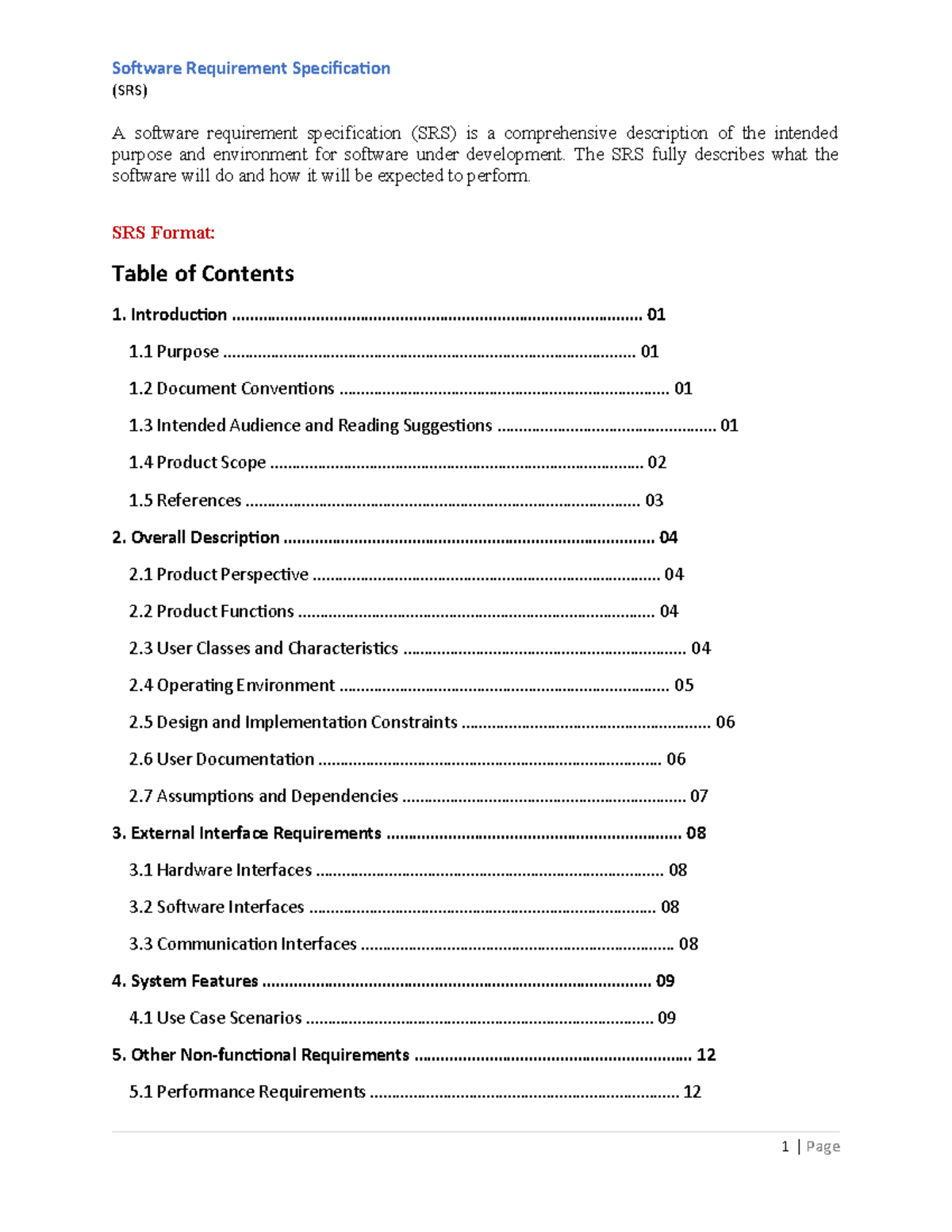 A- Software requirement Specification - (SRS) A software requirement ...