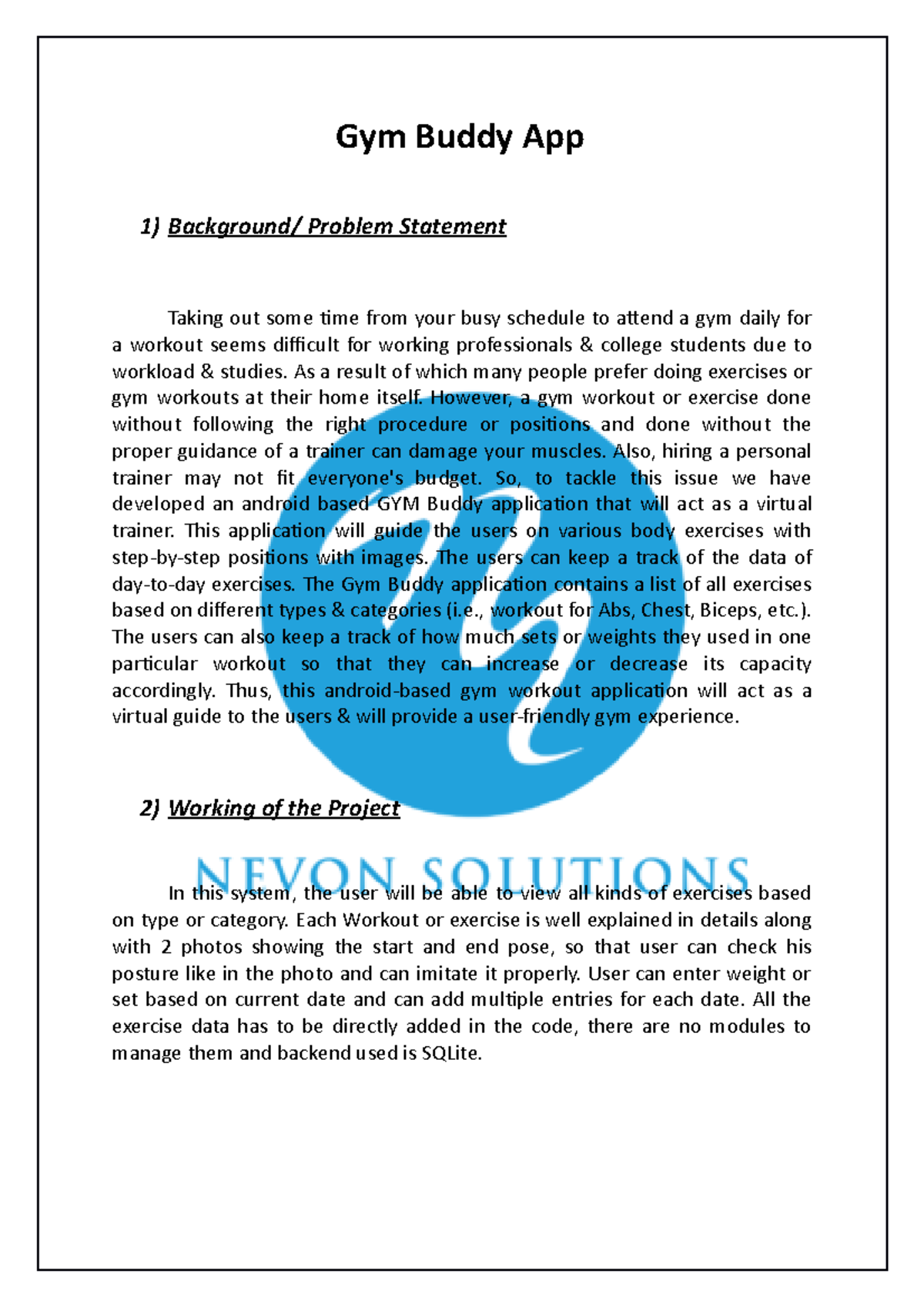 Gym Buddy App - the list of project report that we are collecting for ...