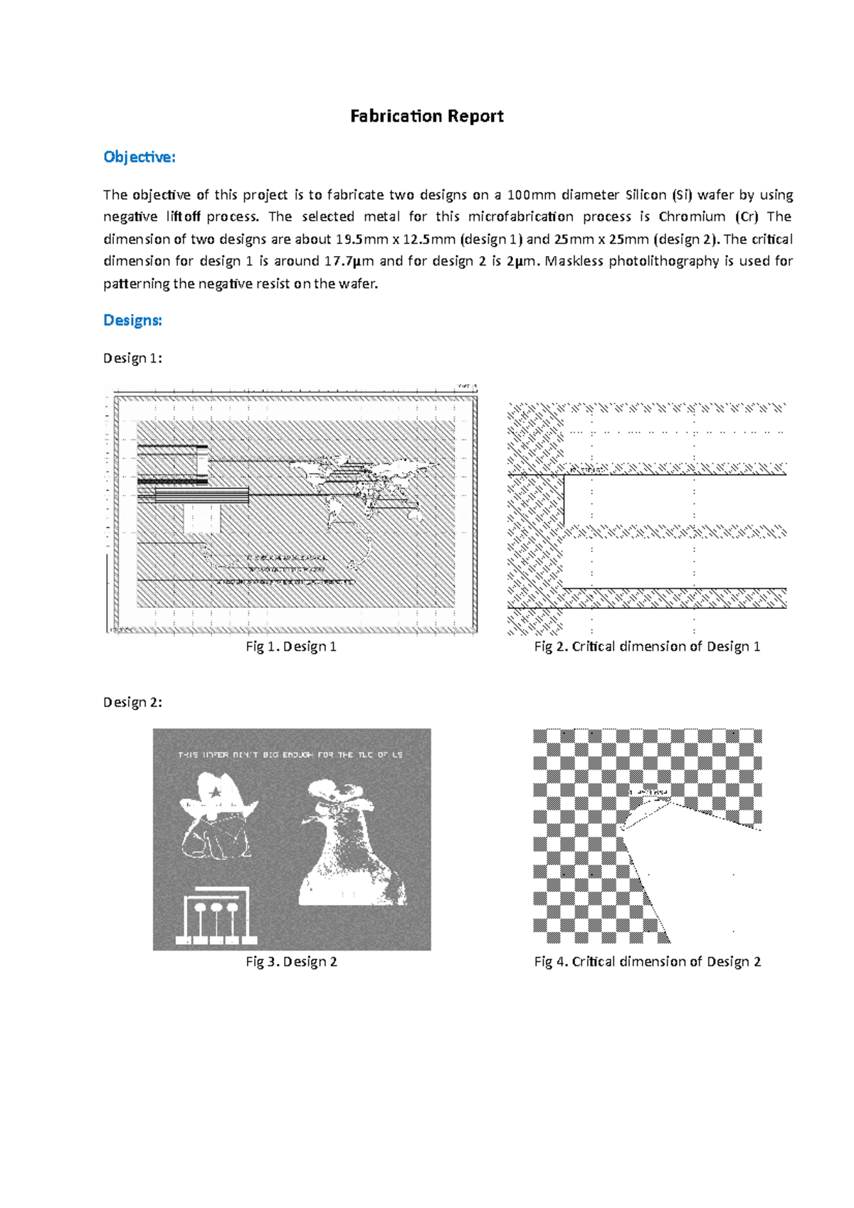 Report - PHYS 860 - Fabrication Report Objective: The objective of this ...