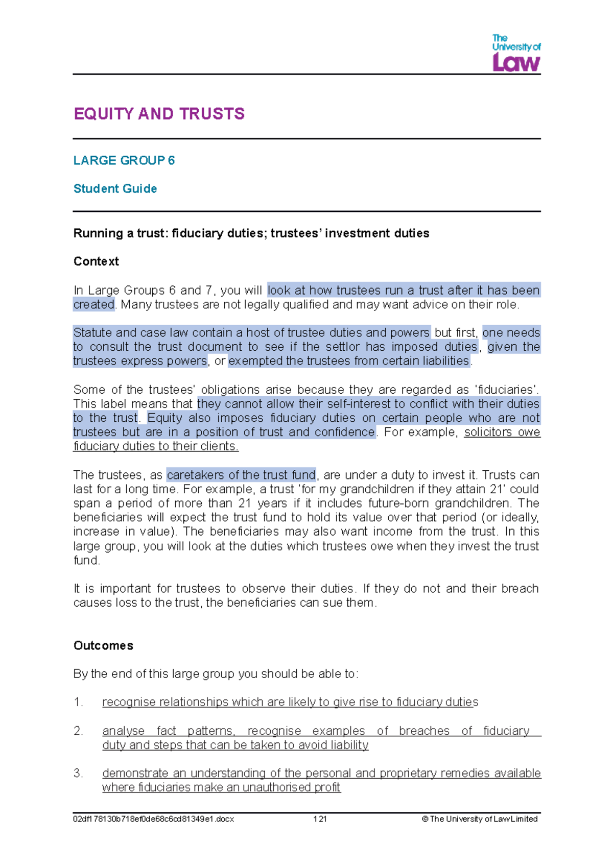 Lg6 - Large group 6 notes, equity and trusts. - EQUITY AND TRUSTS LARGE ...