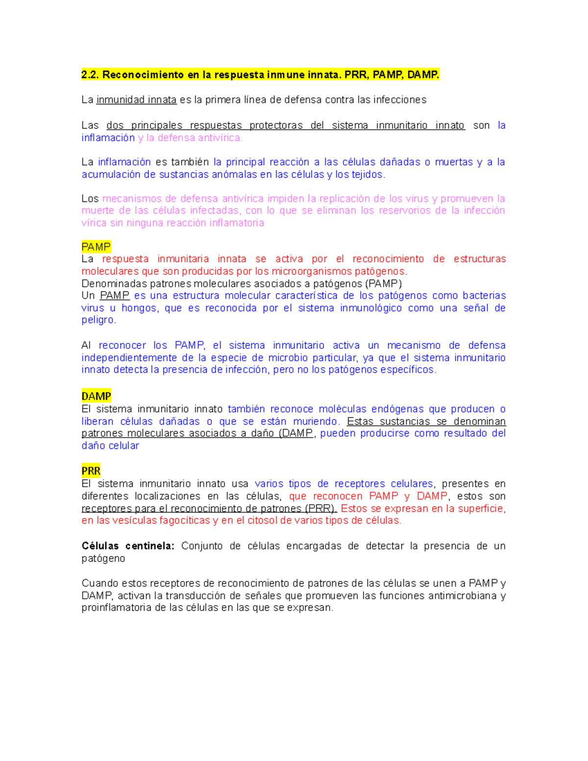Pamps, Damps Y PRR General - 2. Reconocimiento en la respuesta inmune ...