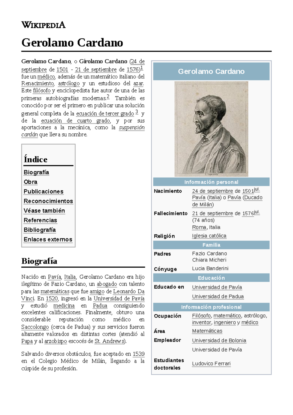 Gerolamo Cardano - preparacion examen - Gerolamo Cardano Información ...