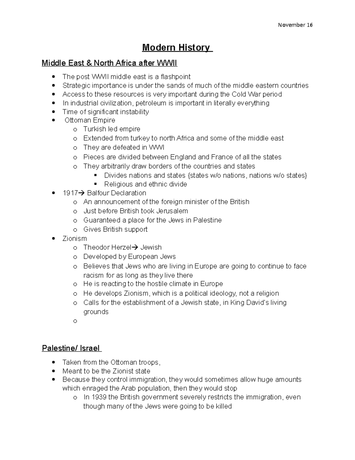 Middle east post war nov 16 - Modern History Middle East & North Africa ...