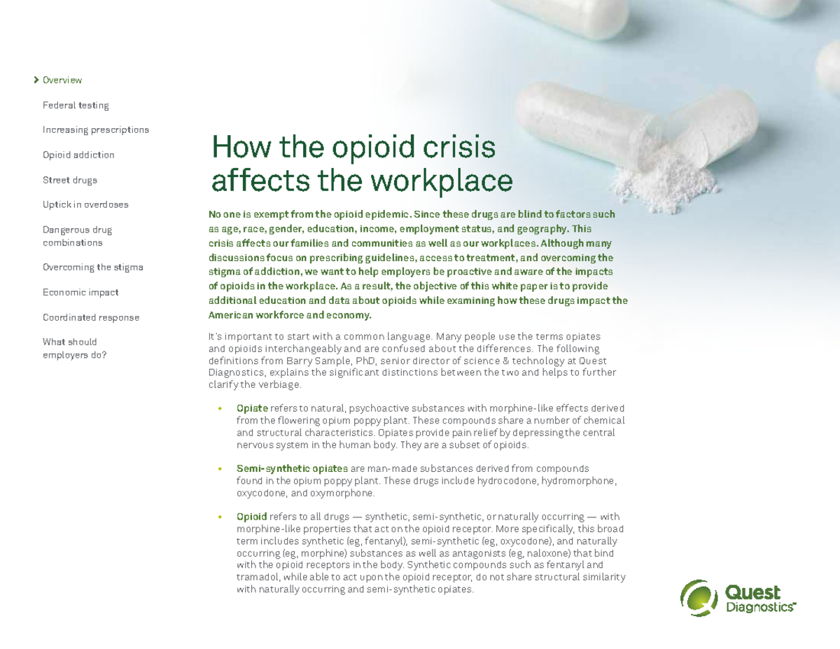 White Paper Example - How the Opioid Crises Affects the Workplace - No ...