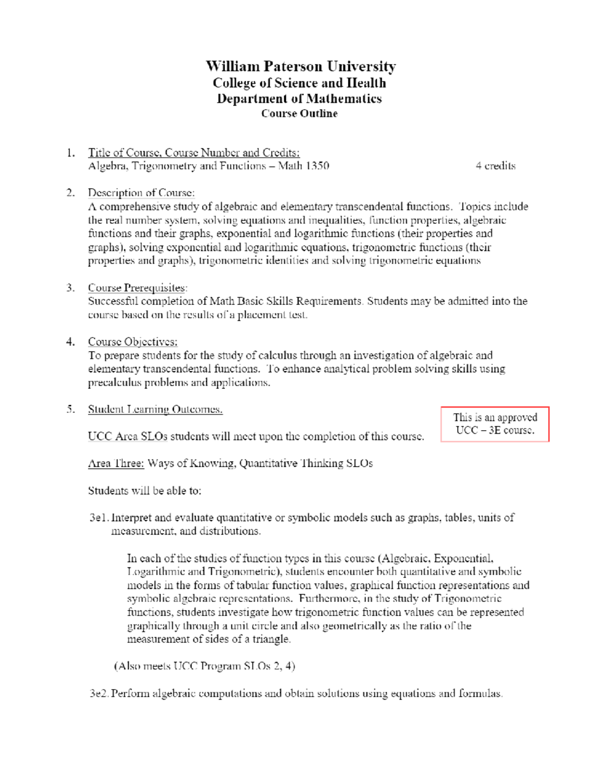 College Algebra – Math 115 - William Paterson University - MATH-121 ...