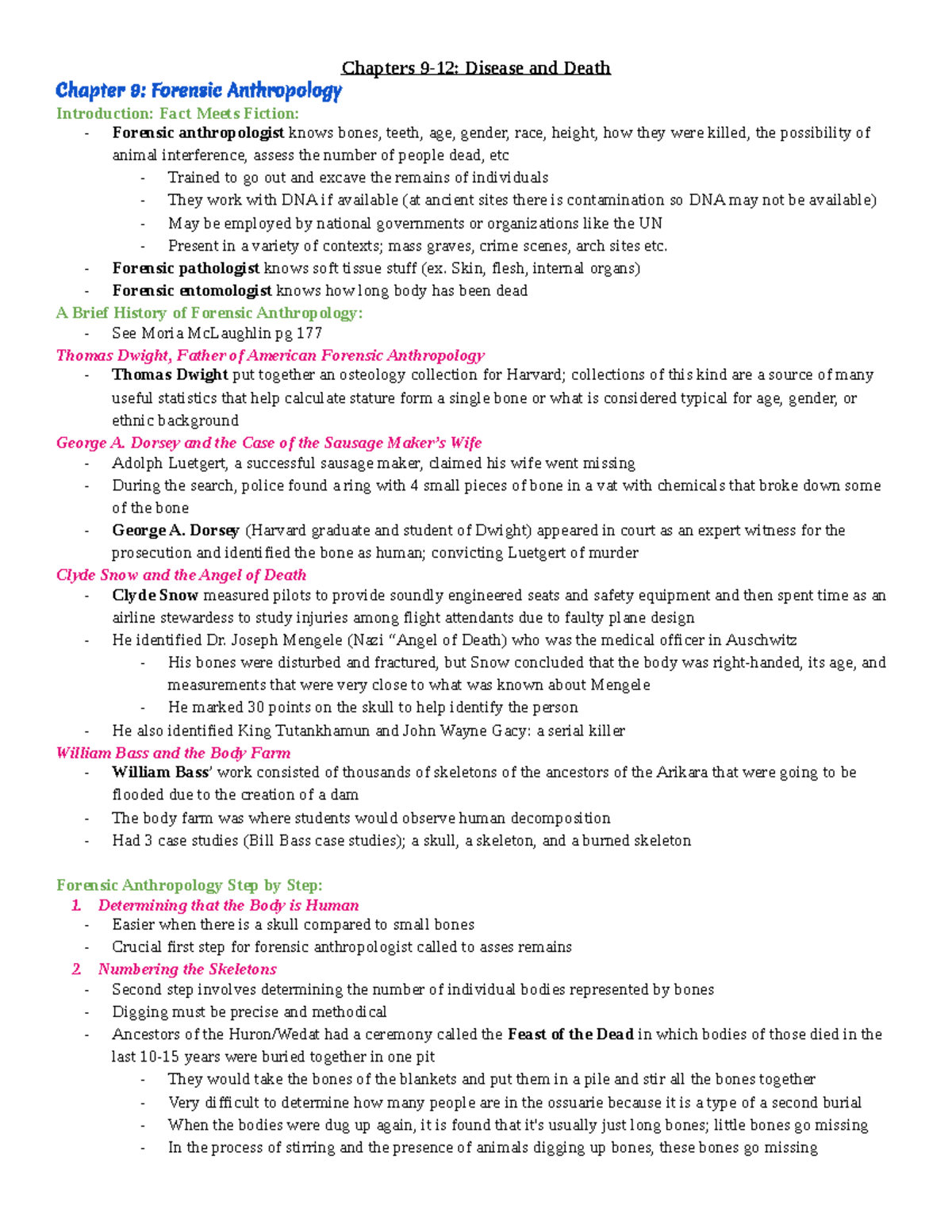 Chapters 9-12 Disease and Death - Chapters 9-12: Disease and Death ...