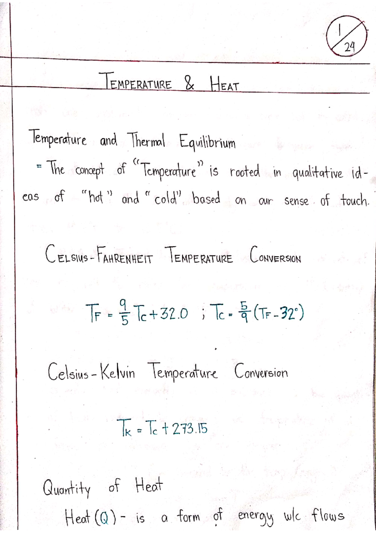 Temperature and Heat - College Physics 1 - PangSU - Studocu