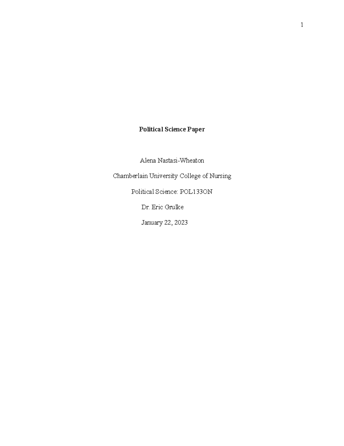 Nastasi Wheaton Political Science Paper - Political Science Paper Alena ...