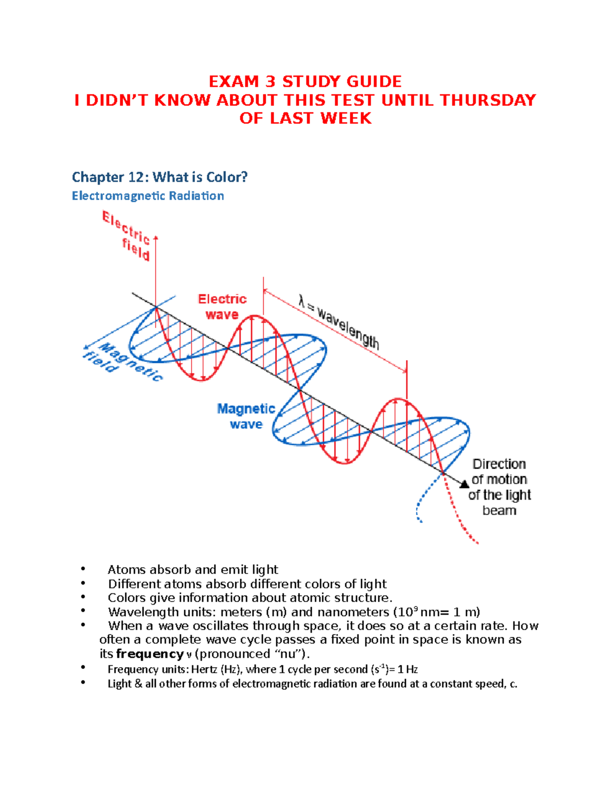 EXAM 3 Study Guide - All chapters covered for third exam. - EXAM 3 ...