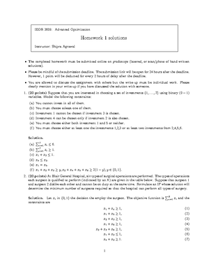 Lecture 1 - IP formulation - IEOR 3609: Advanced Optimization 2-3 ...