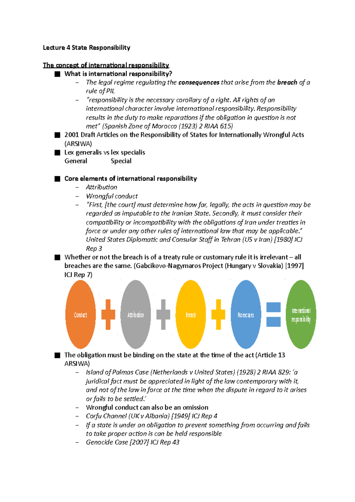 Lecture 4 State Responsibility - Lecture 4 State Responsibility The ...