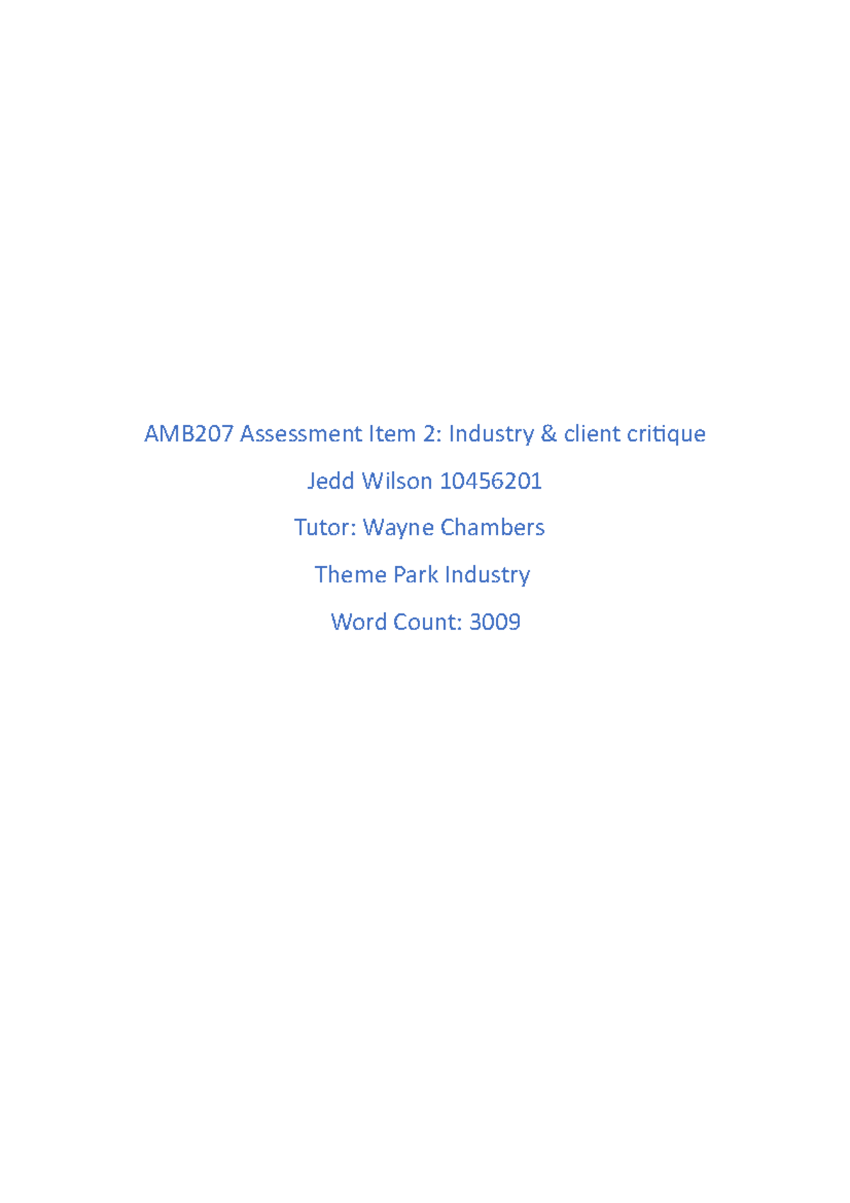 Amb207 a2 - xxxxx - AMB207 Assessment Item 2: Industry & client ...