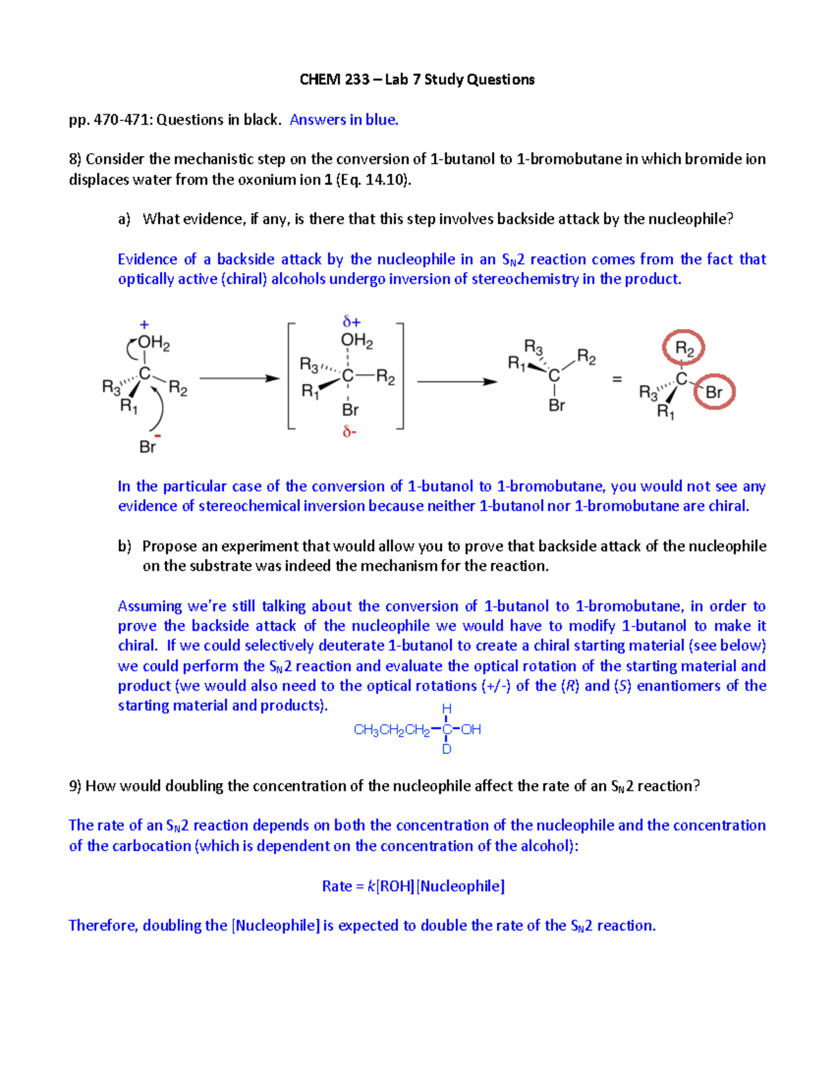 CHEM 233 Lab 7 Study Questions - CHEM 233 – Lab 7 Study Questions pp ...