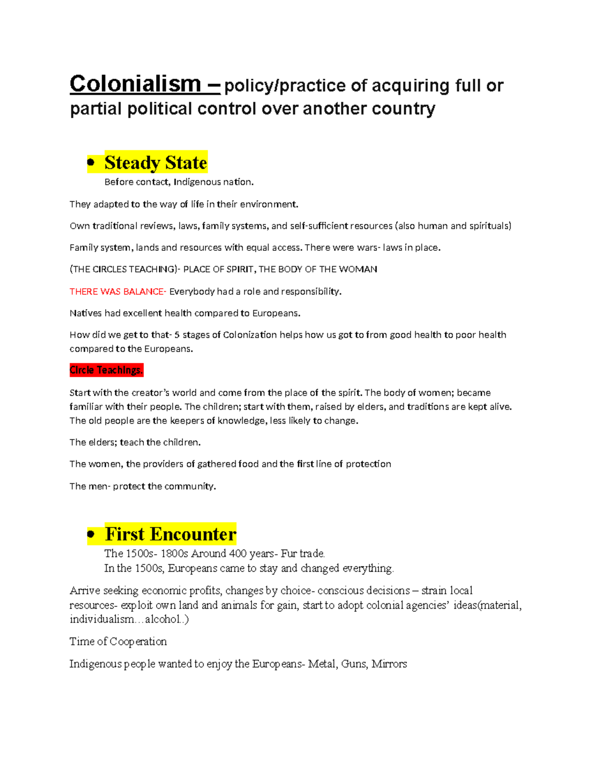 NS 111 week 1 - Lecture notes for week 1 - Colonialism – policy ...