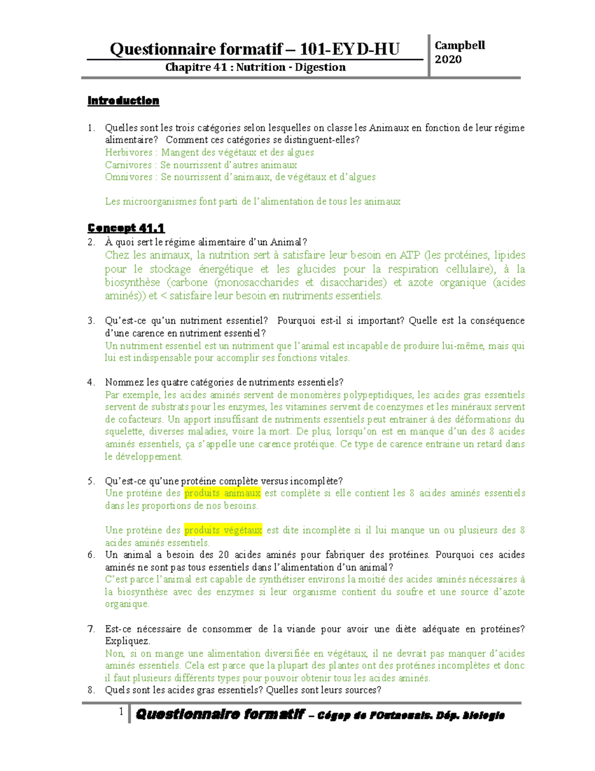 QF Chap 41 EYD Nutrition Digestion Campbell 5 Ed - Questionnaire ...