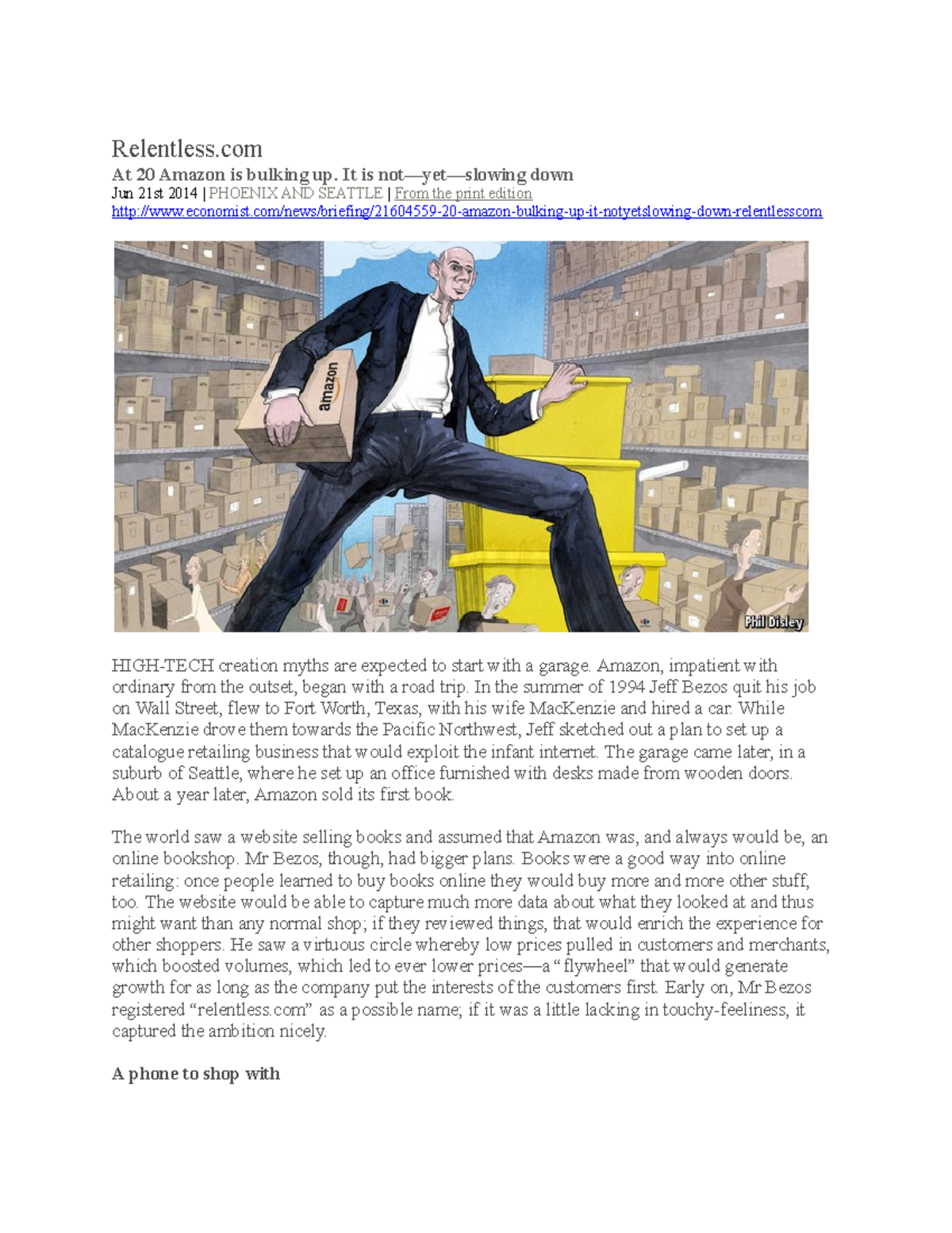 Ch6 Dynamics Amazon - Relentless At 20 Amazon is bulking up. It is not ...