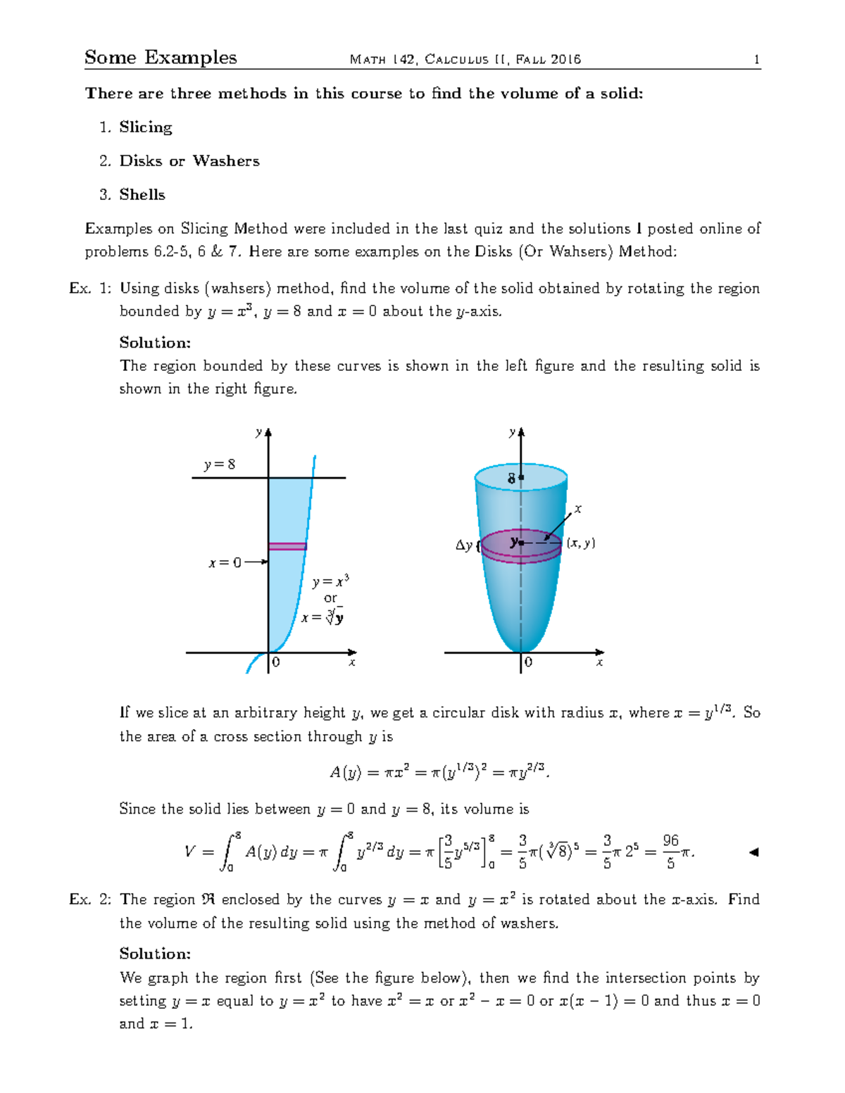 Examples on volumes(6 - There are three methods in this course to find ...