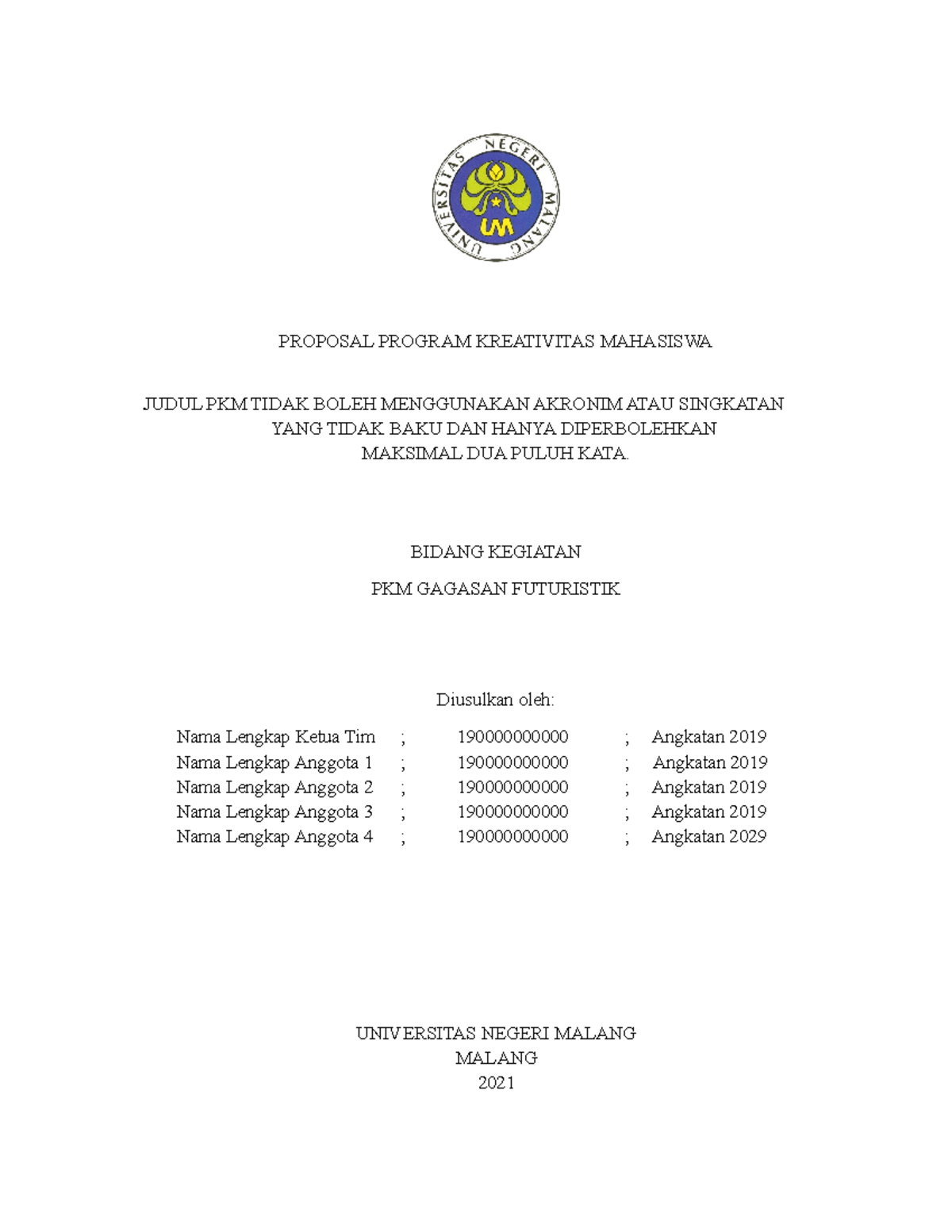 6 - Untuk PKM mahasiswa - PROPOSAL PROGRAM KREATIVITAS MAHASISWA JUDUL ...