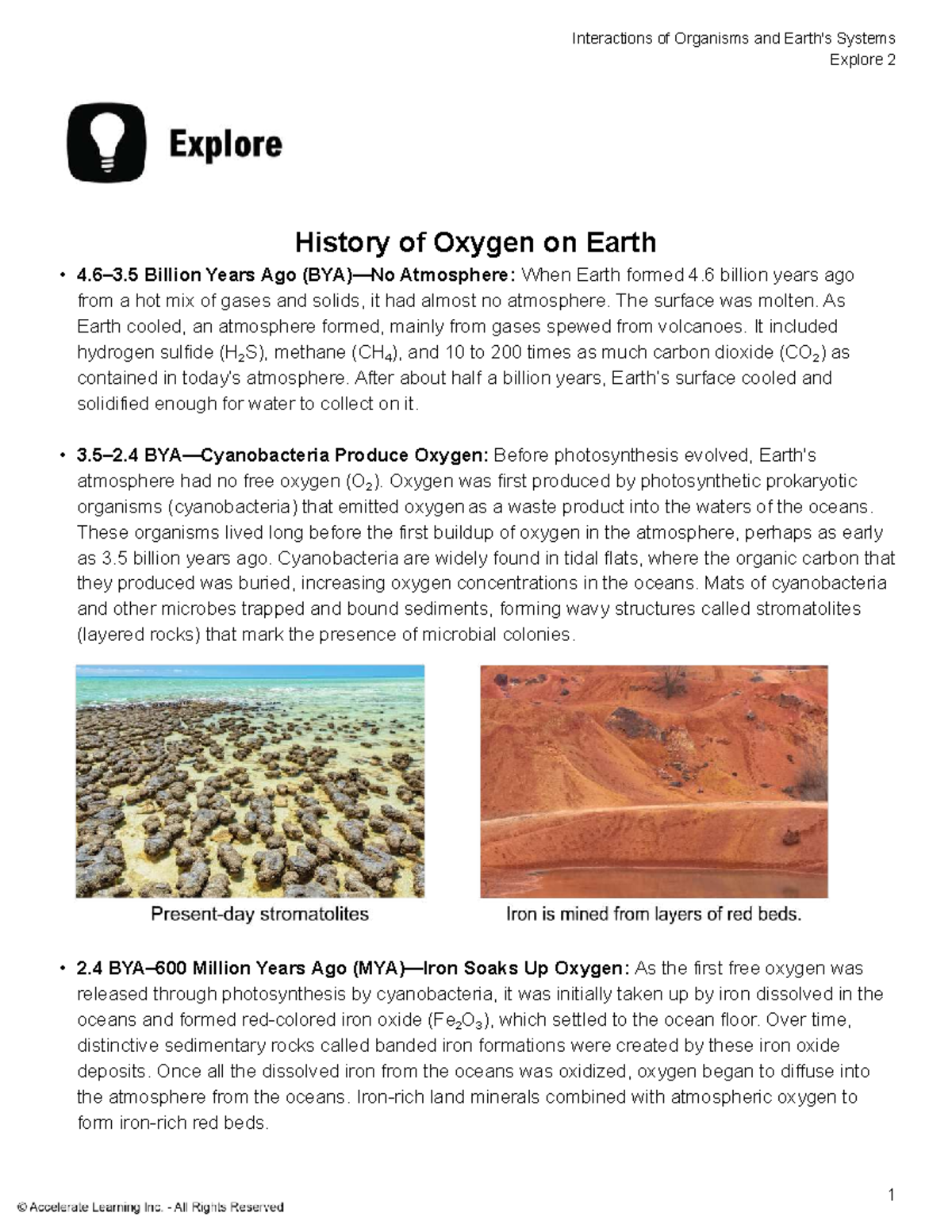Int Of Organisms And Earth's Sys Explore 2Activity Historyof Oxygenon ...