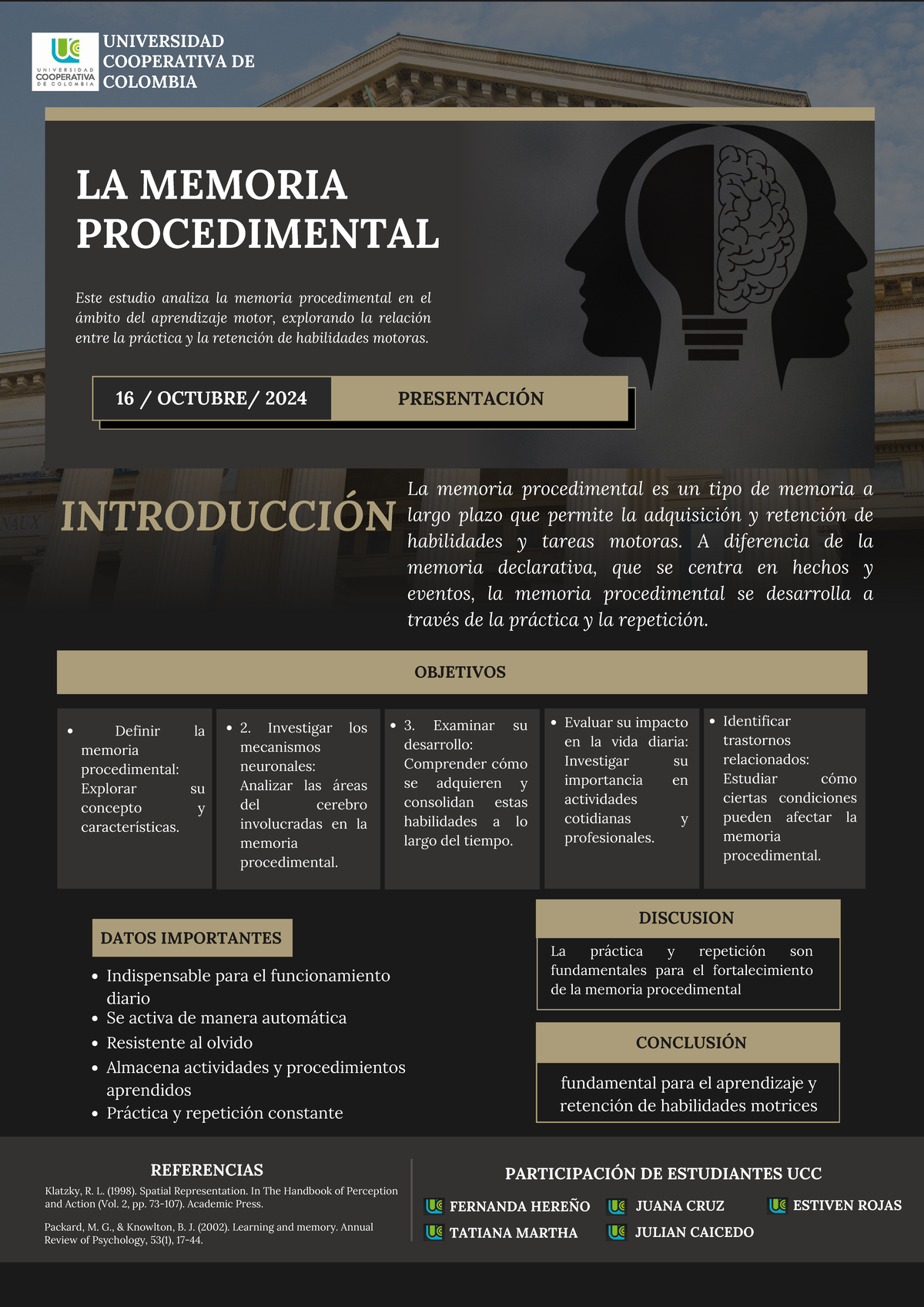 Poster academico - 16 / OCTUBRE/ 2024 LA MEMORIA PROCEDIMENTAL ...