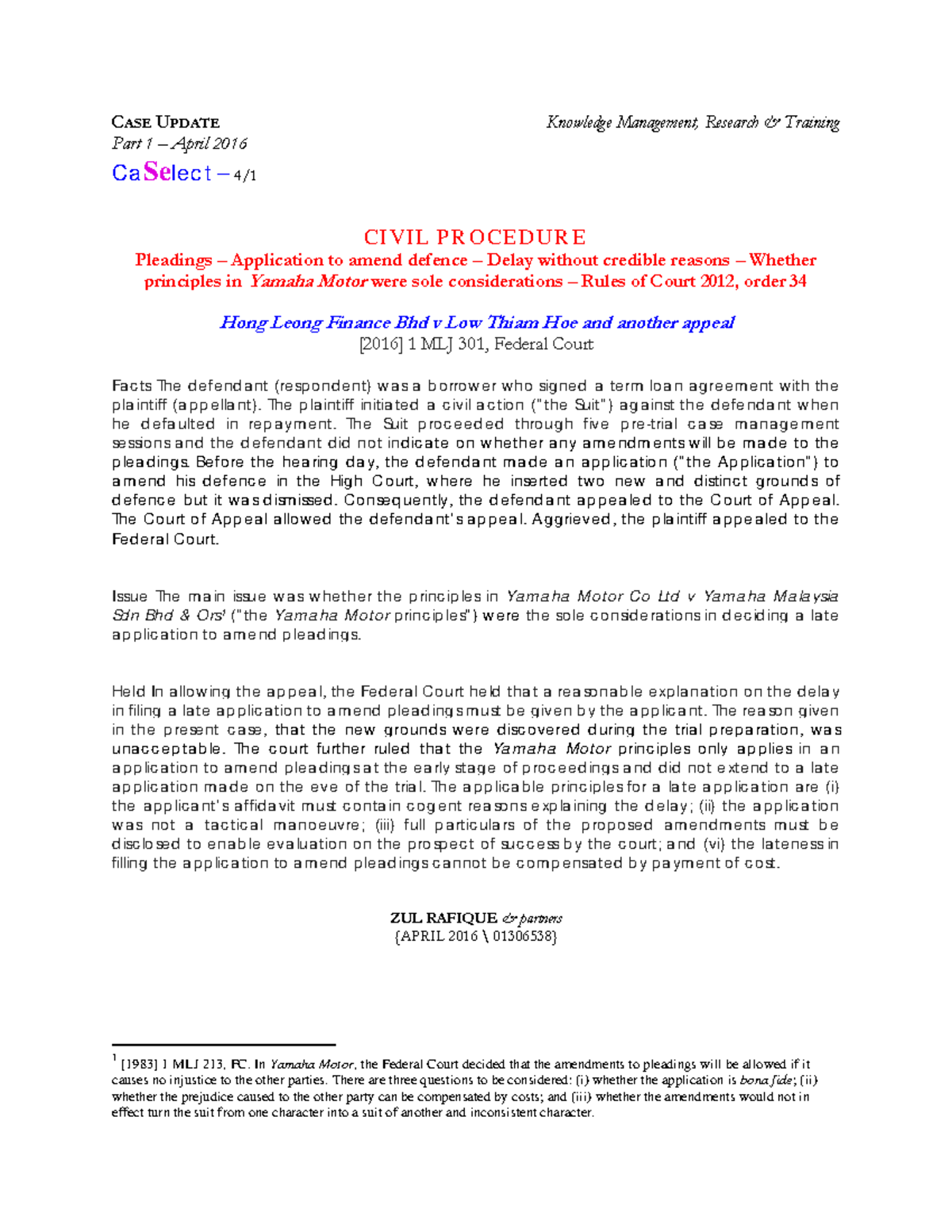 1604 part1 Pleadings Application To Amend Defence Delay Without