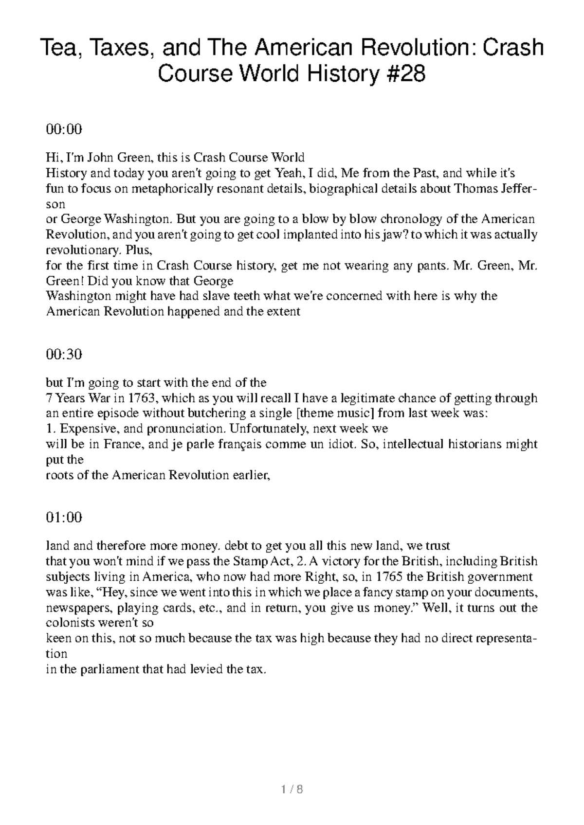 Tea, Taxes, and The American Revolution Crash Course World History #28 ...