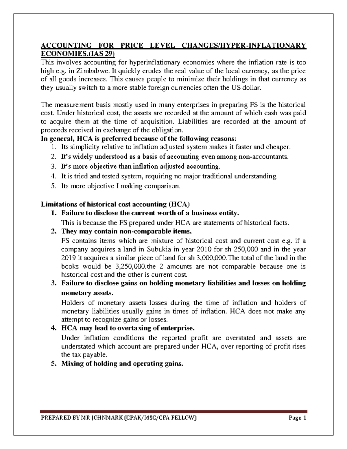 Accounting FOR Hyperinflationary Economies - ACCOUNTING FOR PRICE LEVEL ...