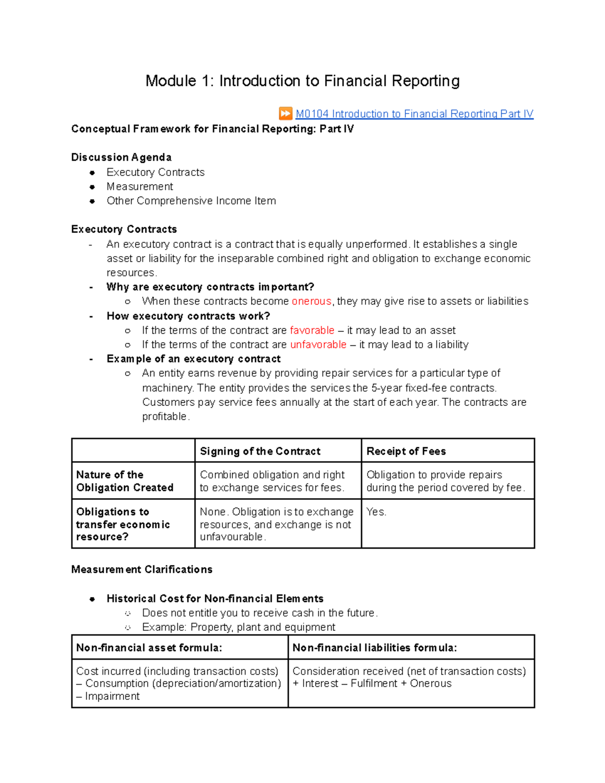 M0104 Introduction to Financial Reporting Part IV - Module 1 ...