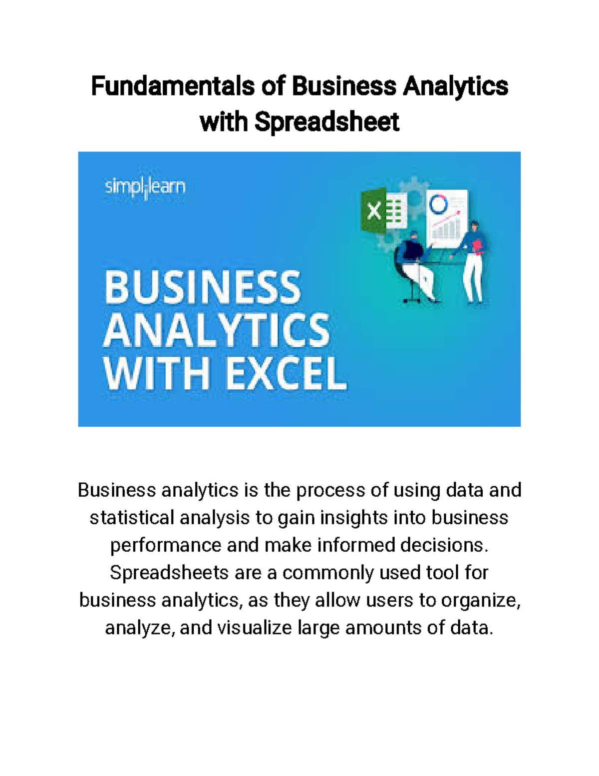 Fundamentals of Business Analytics with Spreadsheet 2 - Fundamentals of Business Analytics with ...