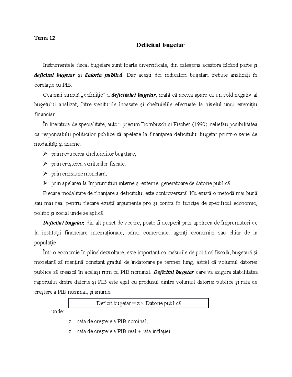 Tema 12 Deficitul bugetar - Tema 12 Deficitul bugetar Instrumentele ...