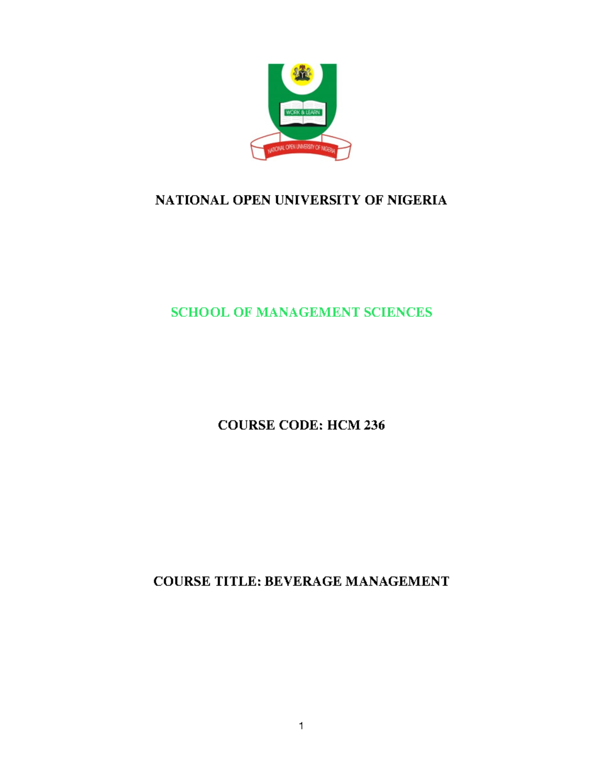 HCM 236 - NATIONAL OPEN UNIVERSITY OF NIGERIA SCHOOL OF MANAGEMENT ...