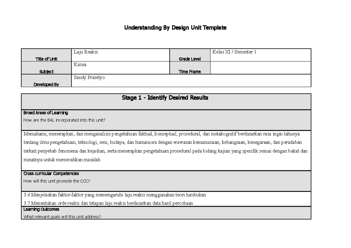 UBD sandy - ubd - Understanding By Design Unit Template Title of Unit ...