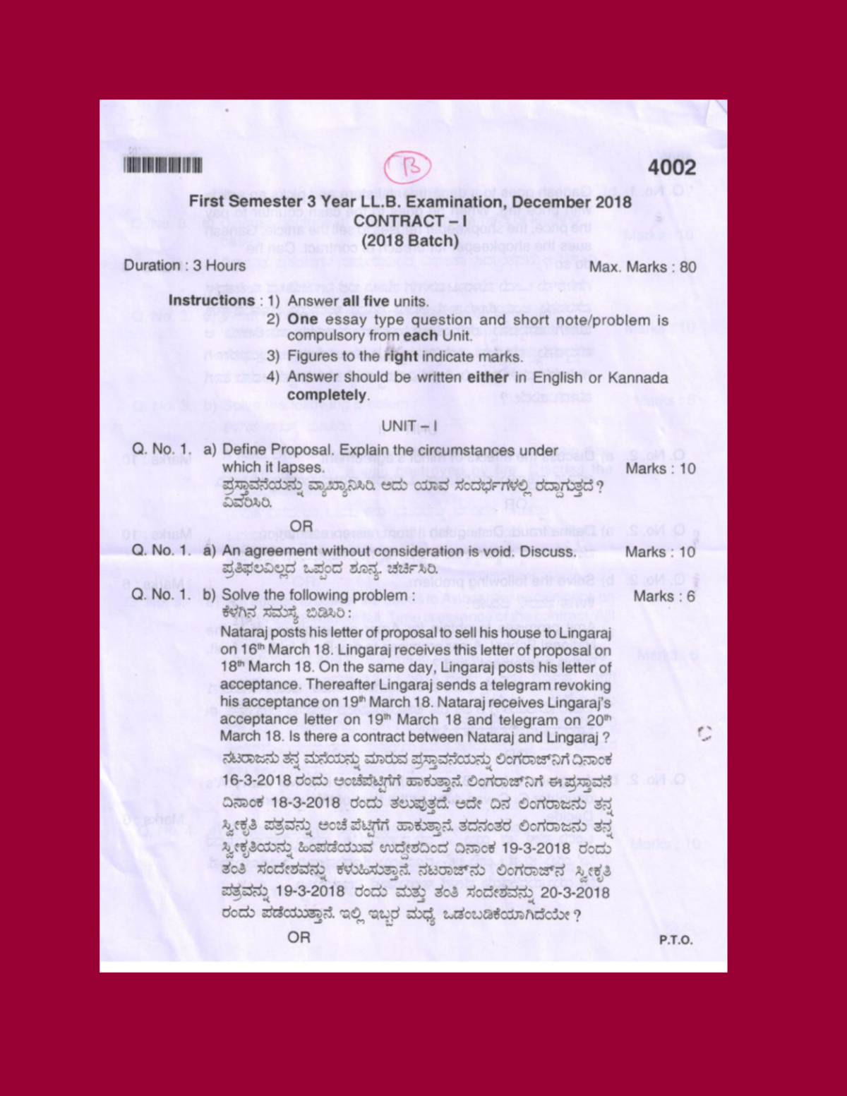 A - Question paper - L.L.B 3 & 5 years - Studocu