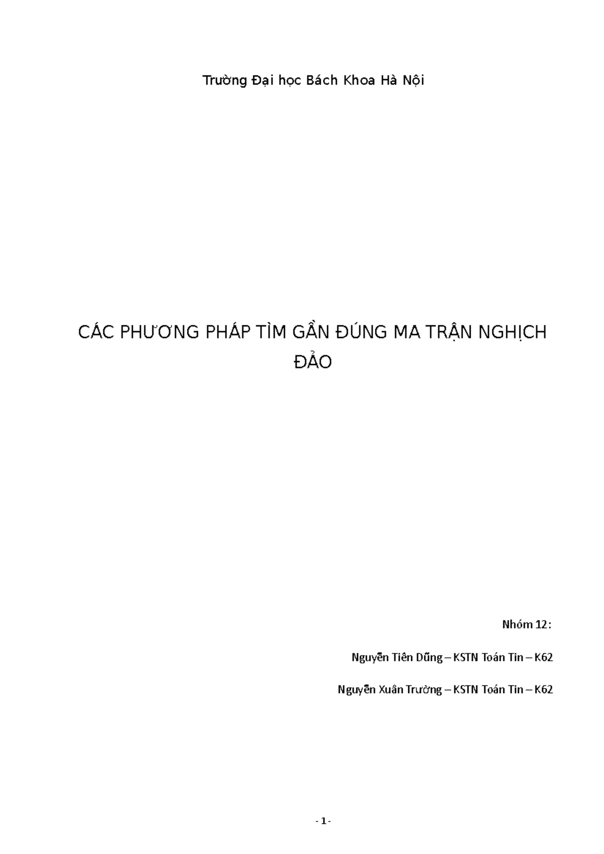 Newton - Schulz to calculates inverse matrix - Trường Đại học Bách Khoa ...