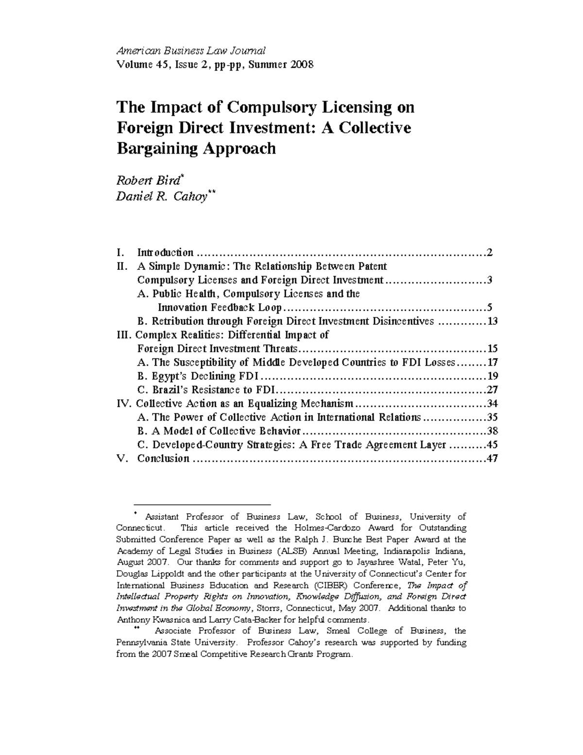 The Impact of Compulsory Licensing on Fo - American Business Law ...