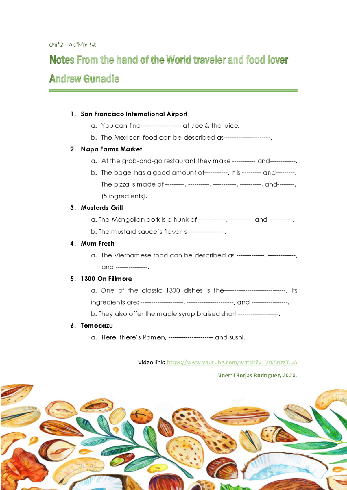 Ingles - material de practica actividad 6 - Unit 2 – Activity 14: Notes ...