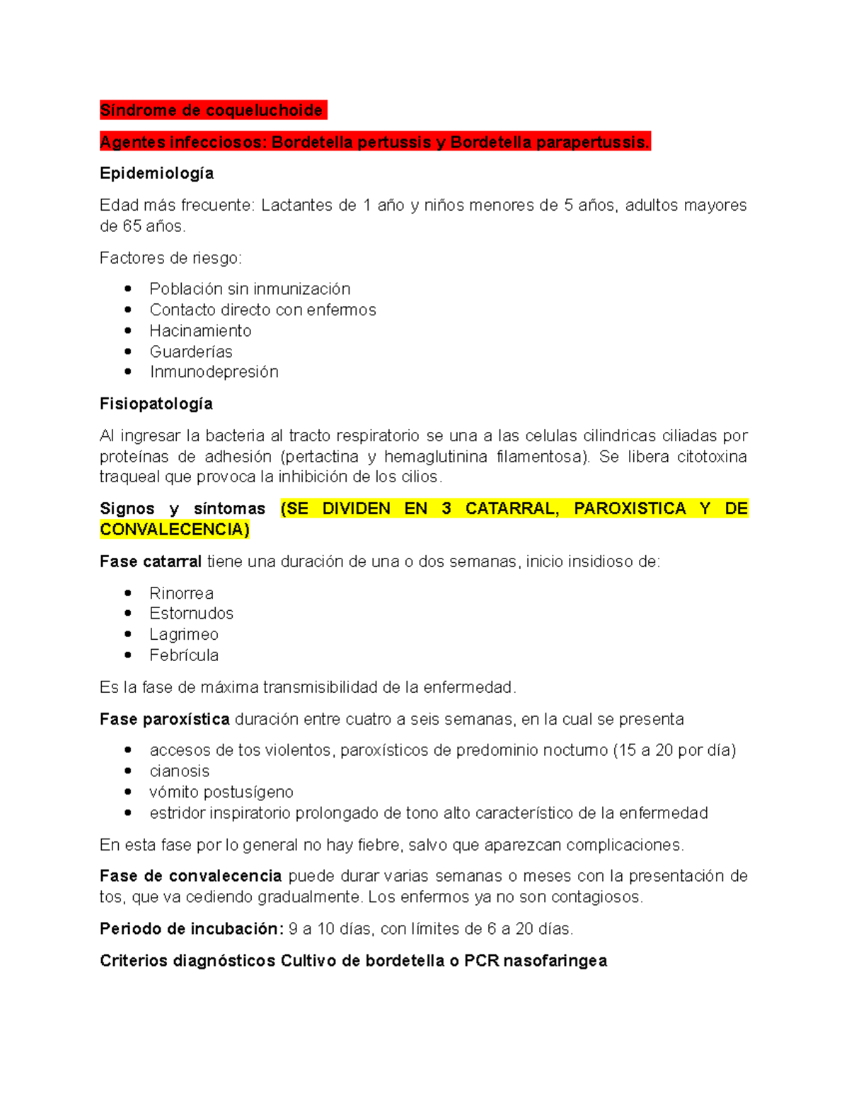 Coqueluche Tos ferina - Síndrome de coqueluchoide Agentes infecciosos ...