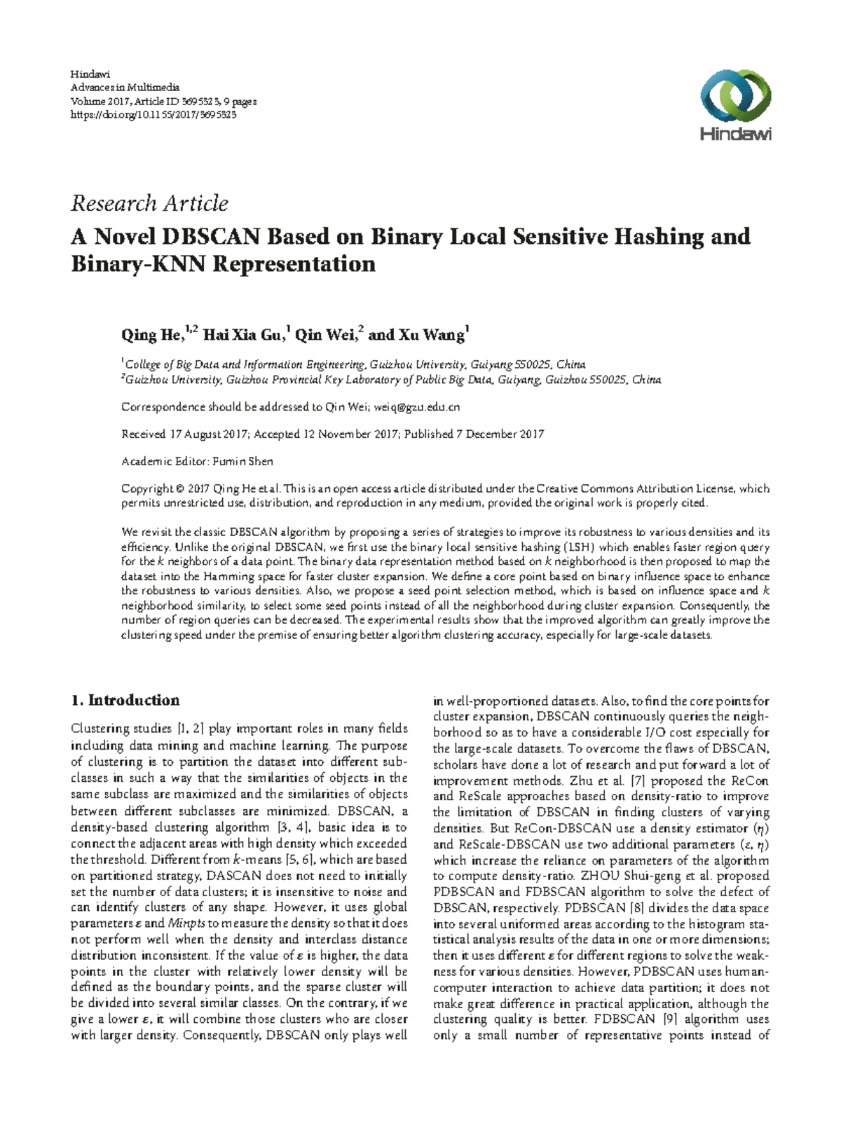 A Novel Dbscan Based On Binary Local Sensitive Hashing And Research