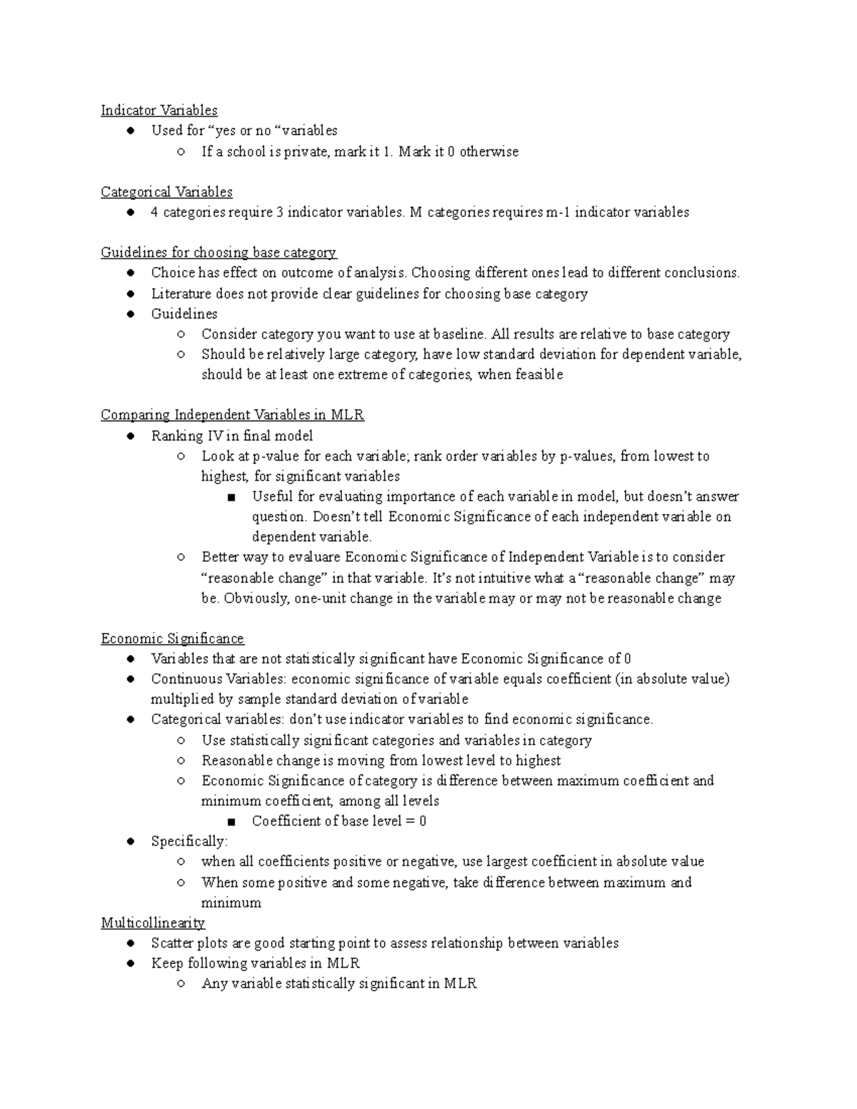 DAT 121 Quiz 3 Test 2 Study Guide - Indicator Variables Used for “yes ...