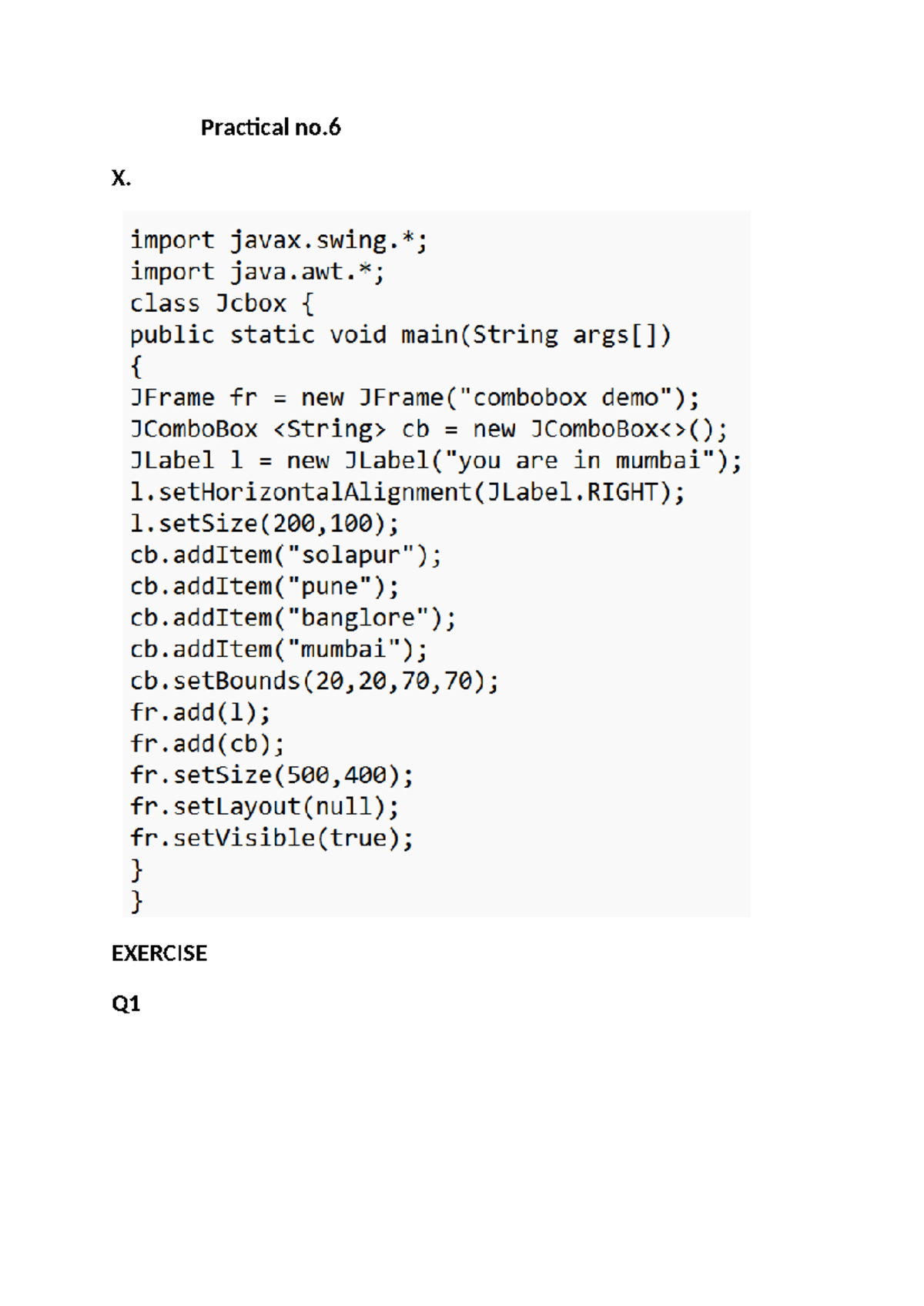 Practical no 6 - czxcxzcxz - Computer science - Practical no. X ...