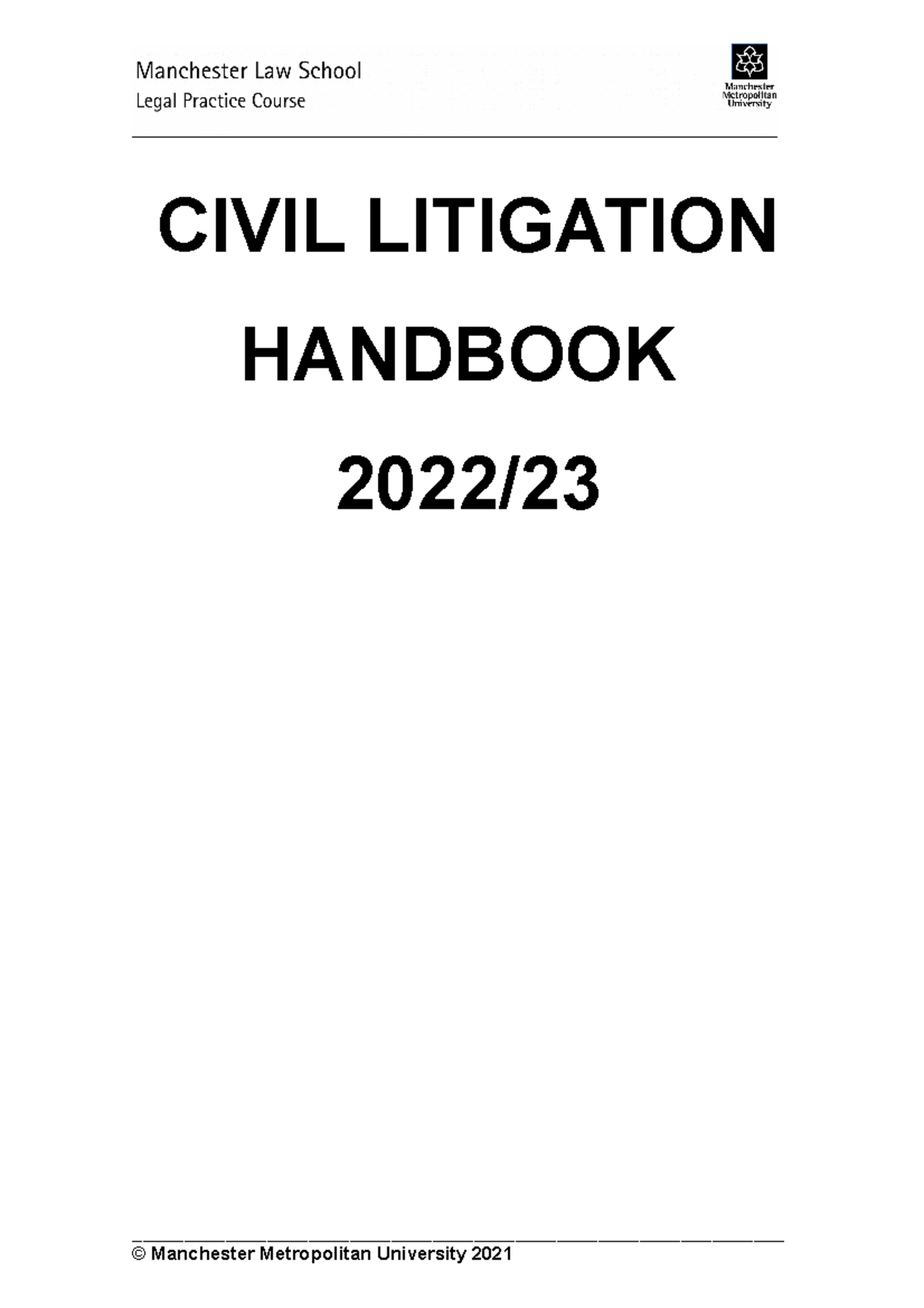 Civ Lit Handbook 2022-23 - CIVIL LITIGATION HANDBOOK 2022/ - Studocu