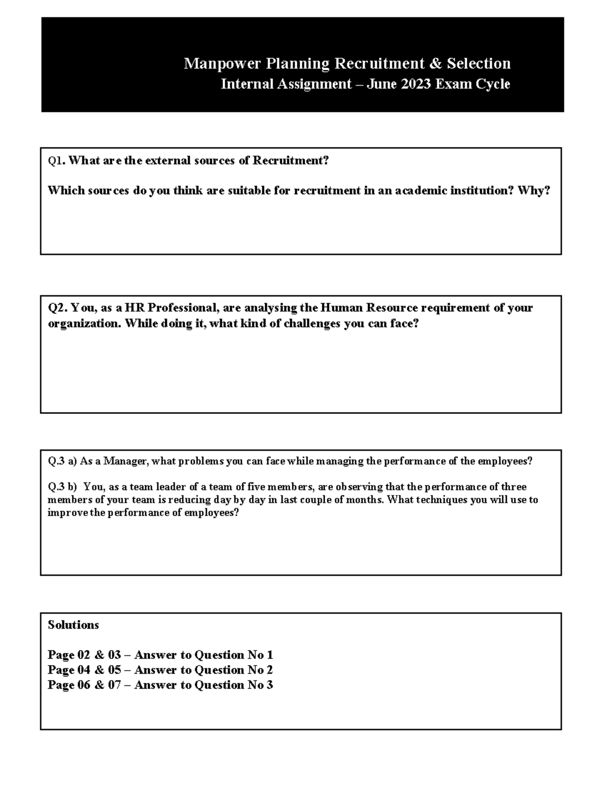 MP&RS Assignment Solution June 2023 - Q2. You, as a HR Professional, are analysing the Human ...
