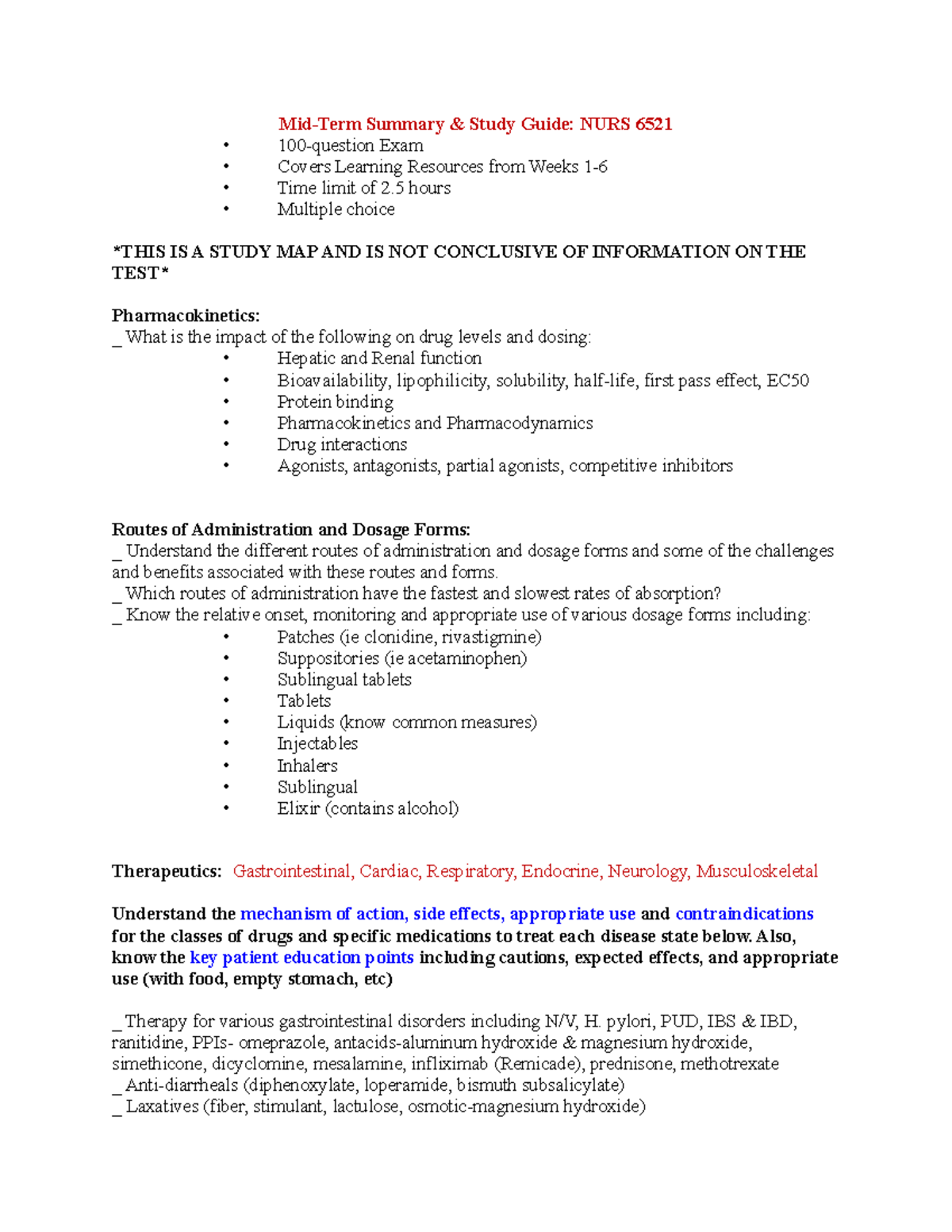 6521 Midterm Study Guide 2024 - Mid-Term Summary & Study Guide: NURS 6521 100-question Exam ...
