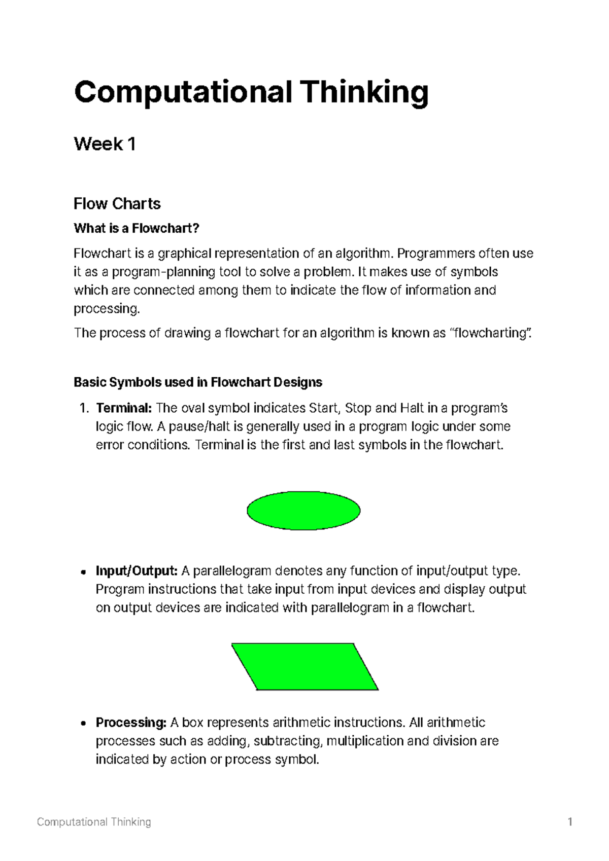 CT BOOK - NOT Official (Alone No Use) - Week 1 Flow Charts What is a ...