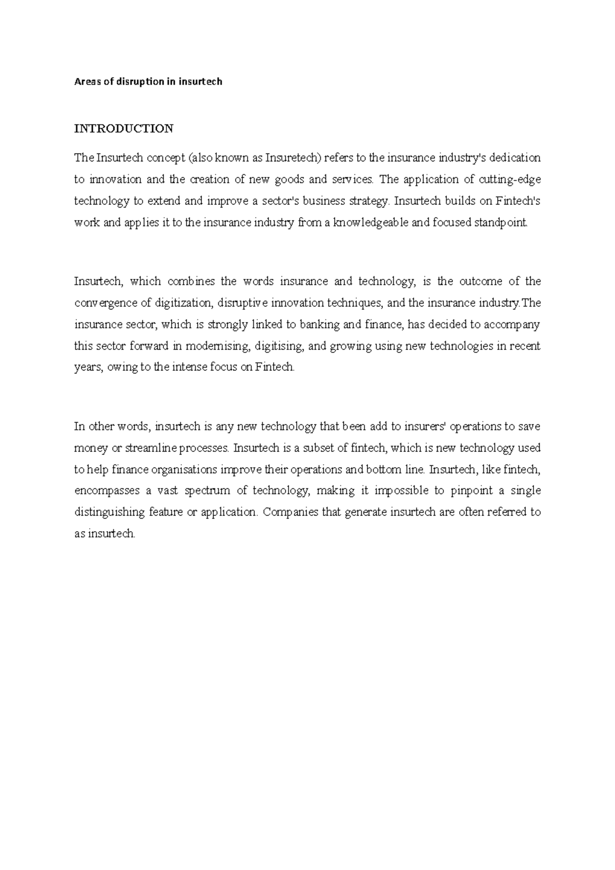 Areas of disruption in insurtech - Areas of disruption in insurtech ...