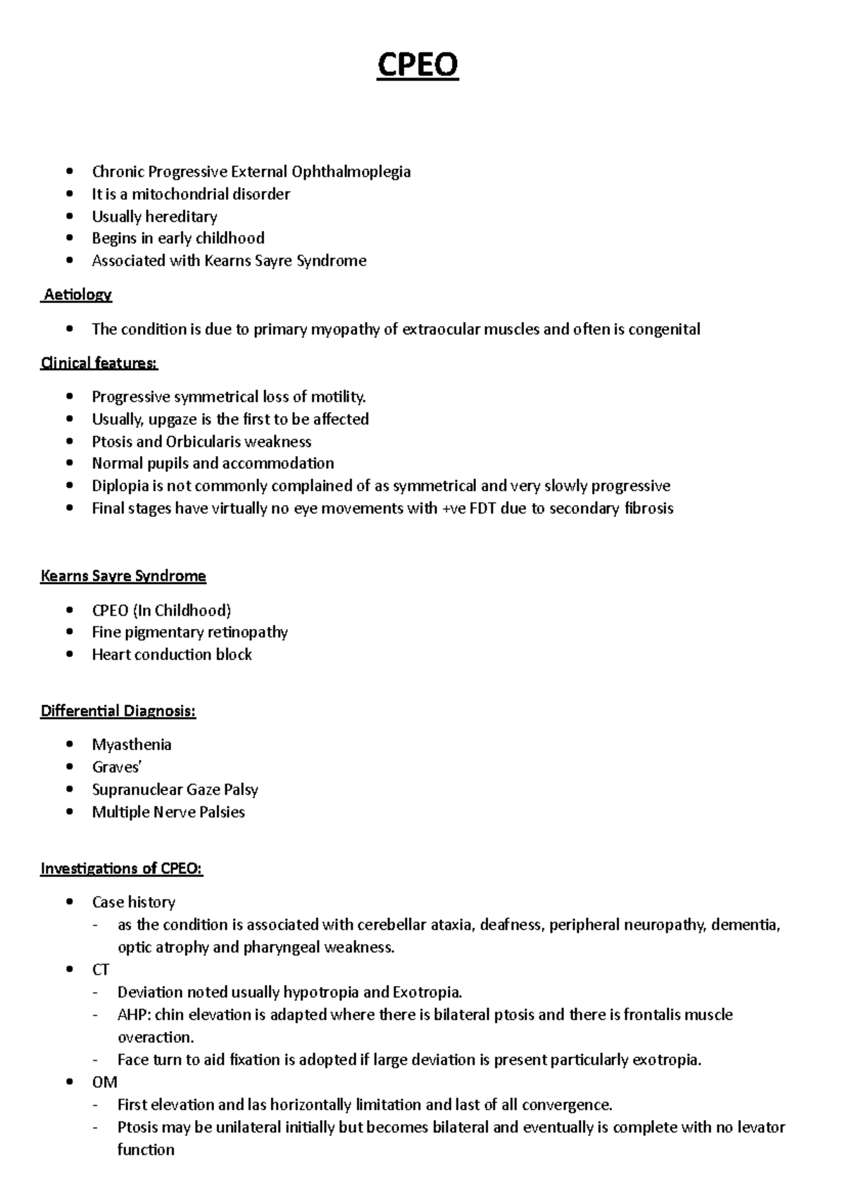 CPEO - n/a - CPEO Chronic Progressive External Ophthalmoplegia It is a ...